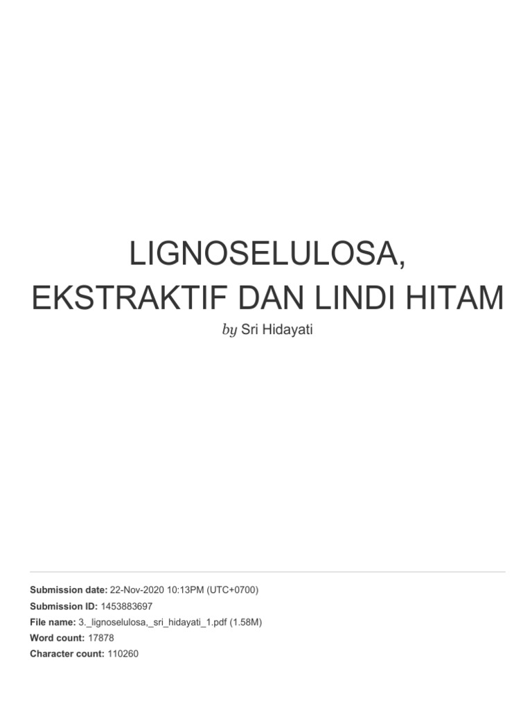 Lignoselulosa, Ekstraktif Dan Lindi Hitam | PDF