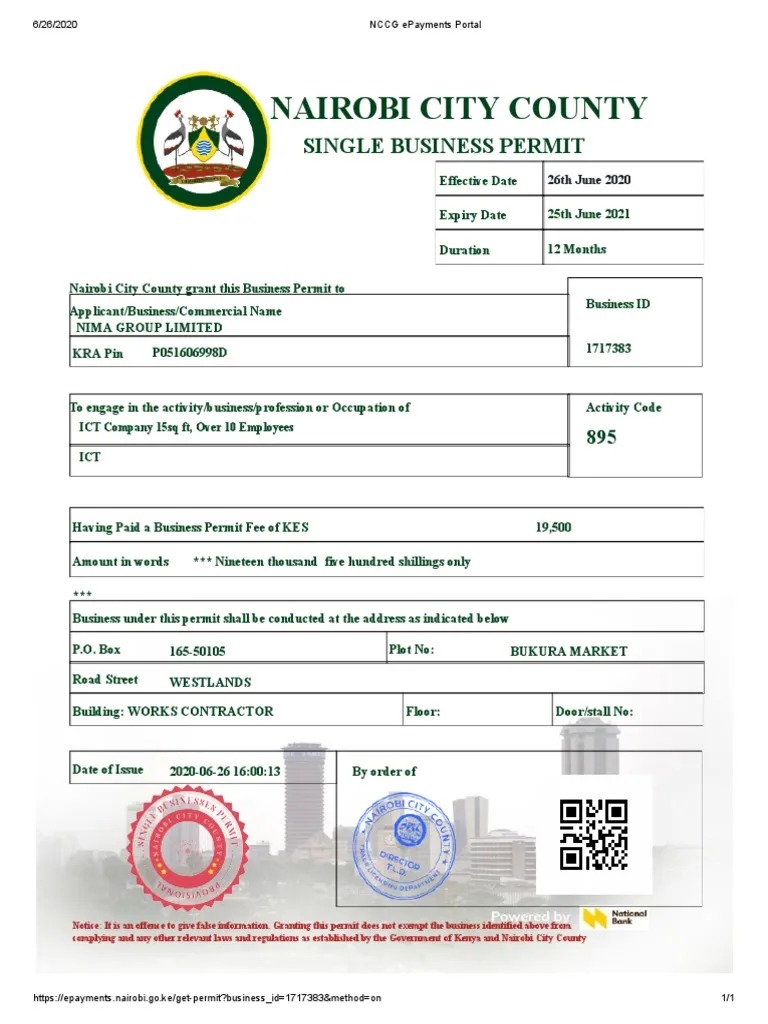 Business Permit Nairobi | PDF