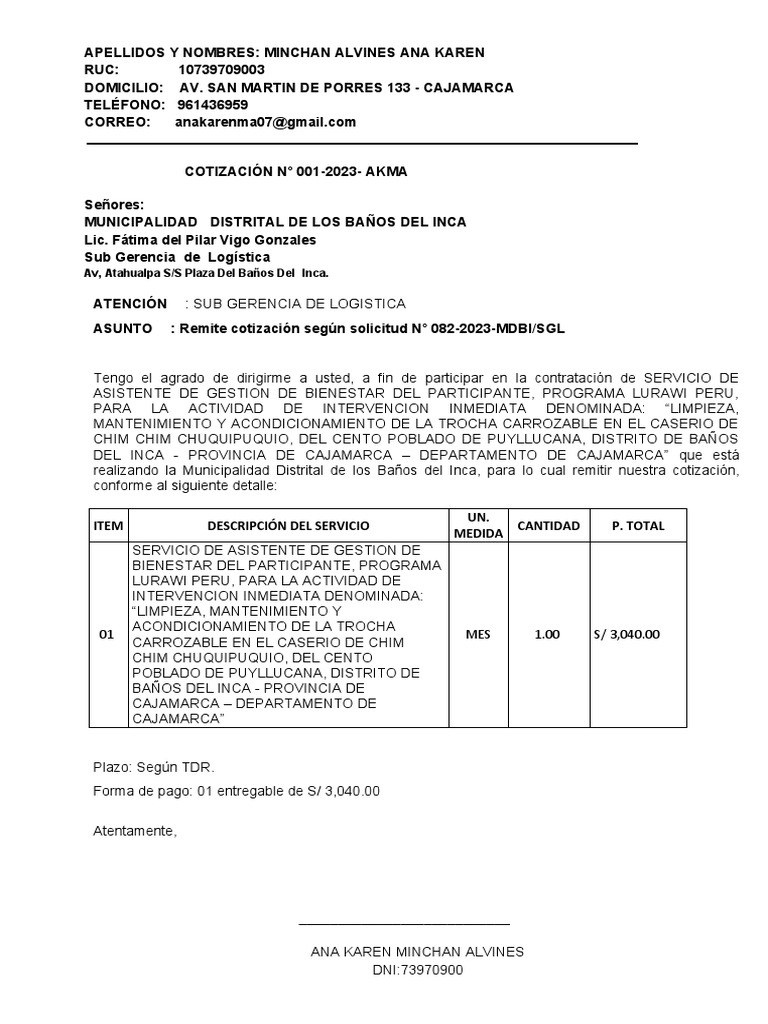 Formato de Cotizacion - Modelo Nuevo | PDF