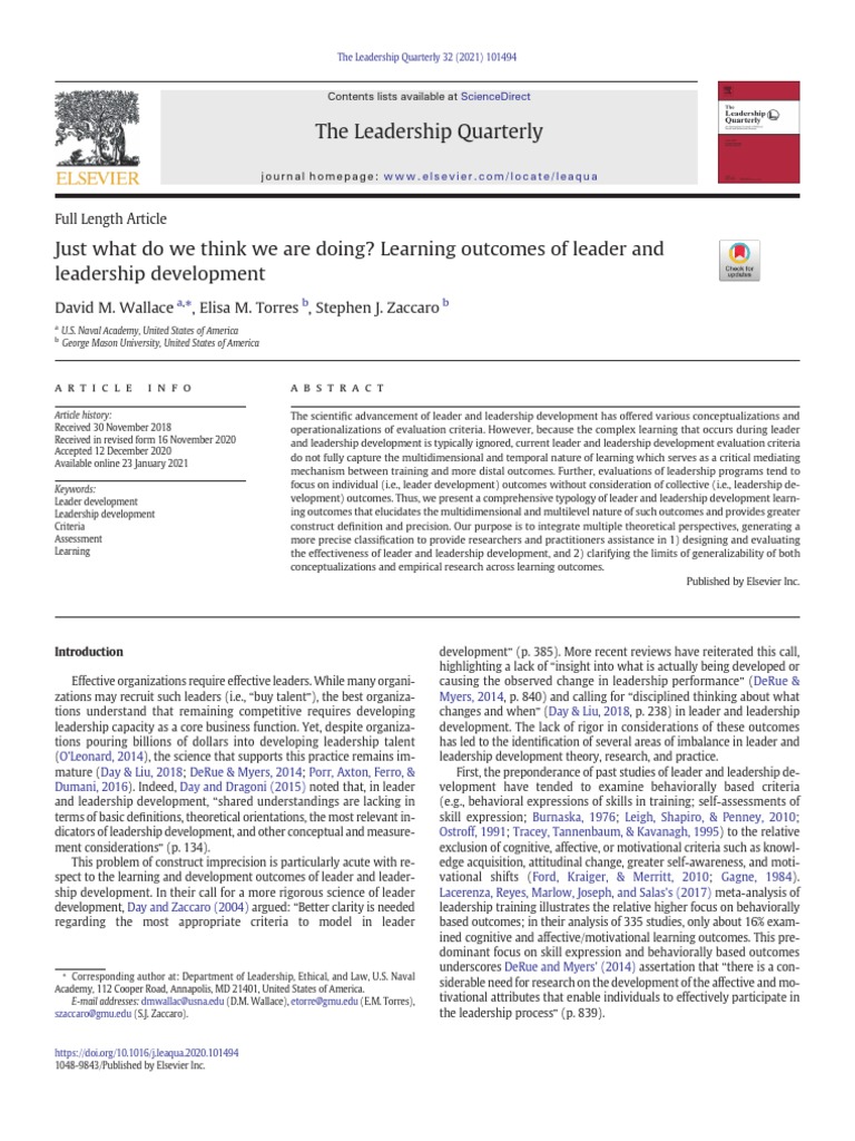 Learning Outcomes in Leadership Development | PDF | Leadership | Learning