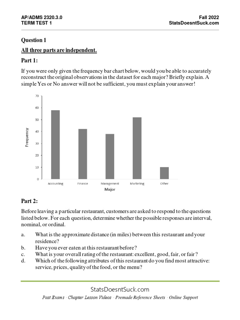2320 TT1 2022 Fall | PDF | Histogram | Statistics