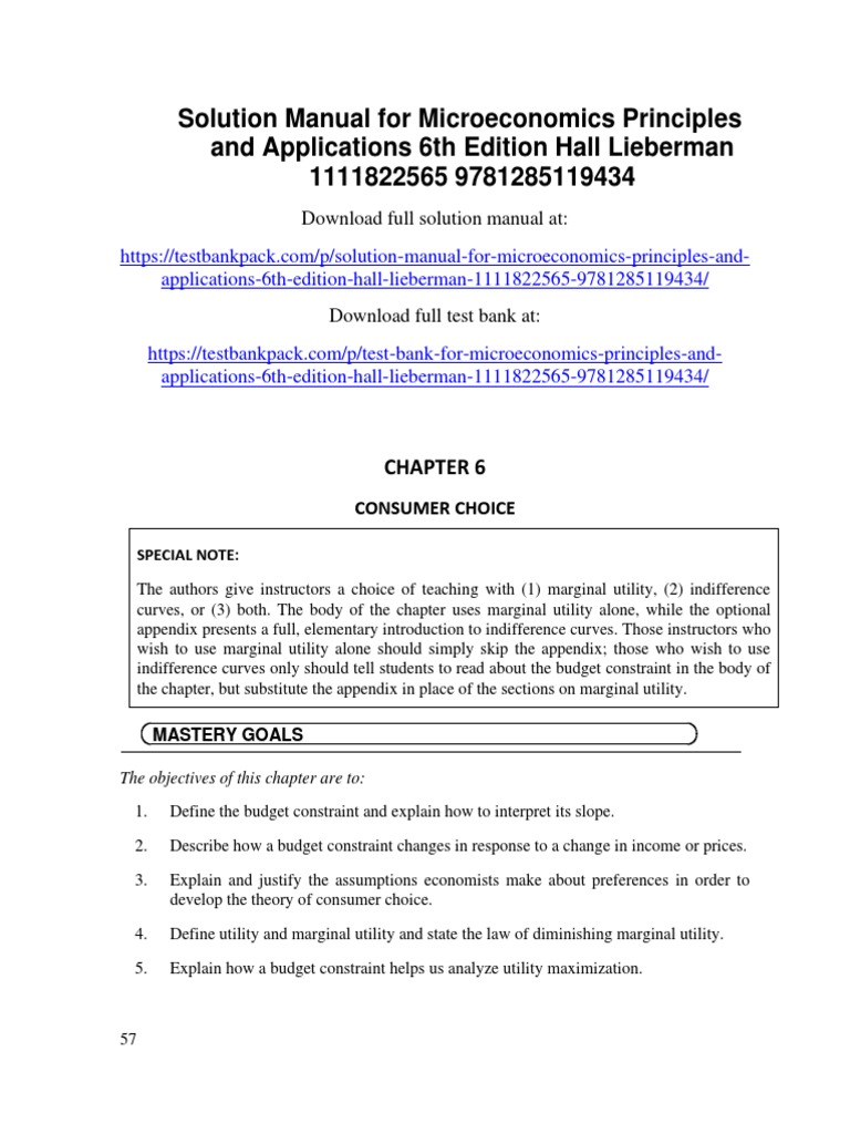 Microeconomics Principles and Applications 6th Edition Hall Solutions ...