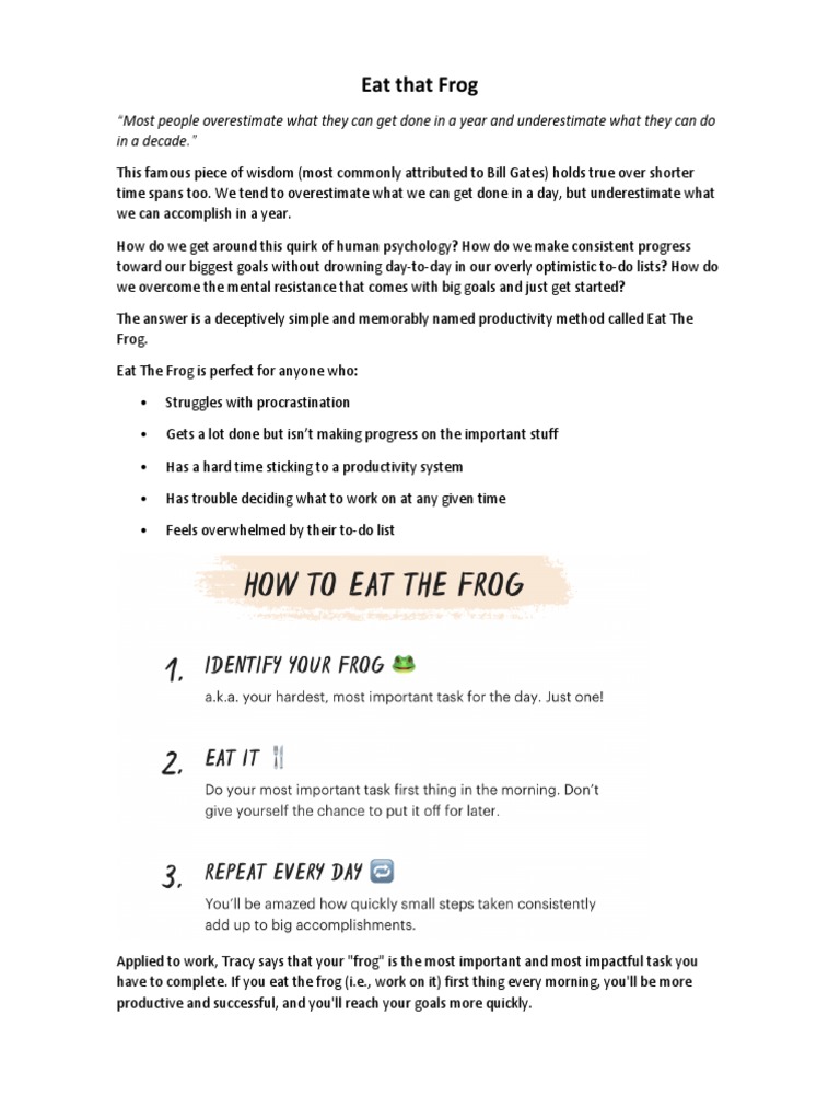 Eat That Frog | PDF | Procrastination | Professional Skills