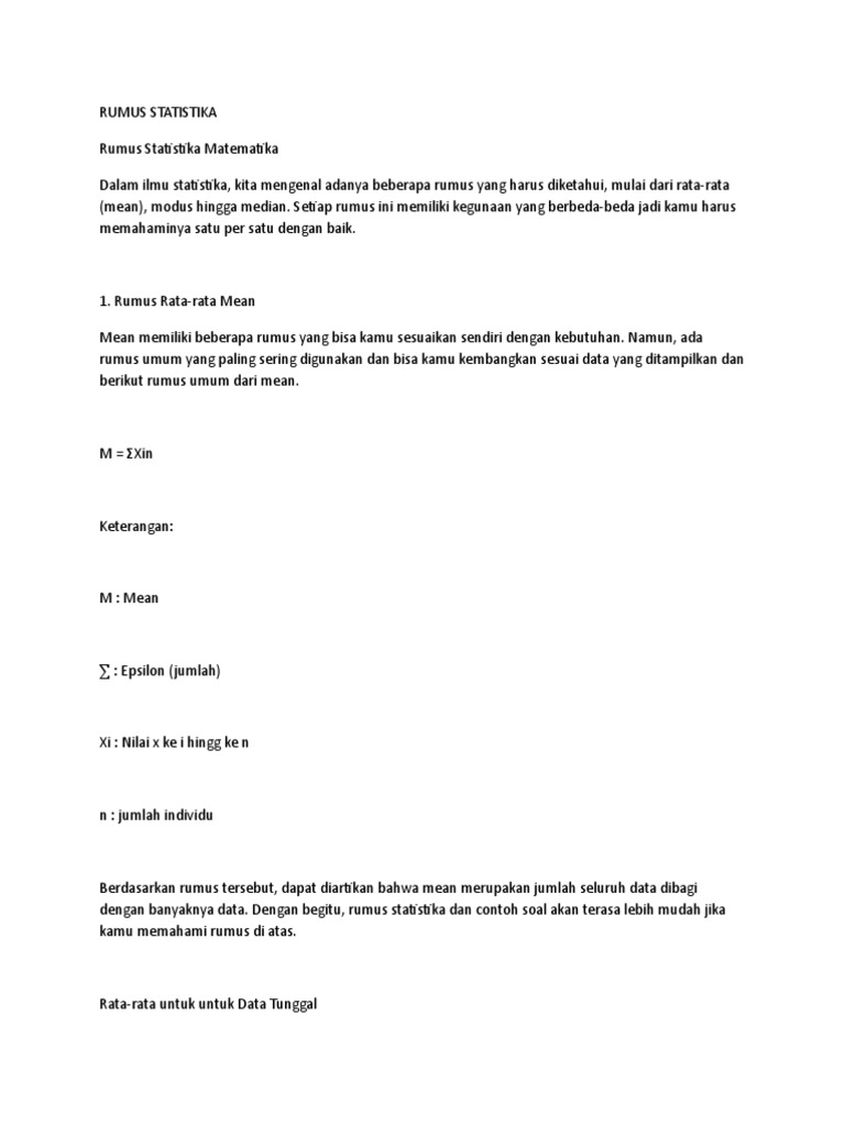 Statistika Rumus Dasar | PDF | Metode & Bahan Ajar