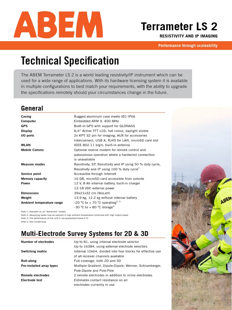 ABEM Terrameter LS 2 TechSpec 210823 | PDF
