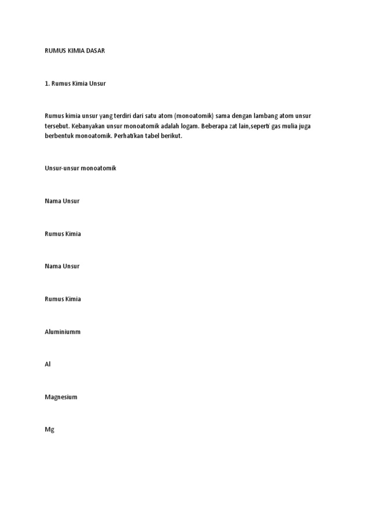 RUMUS KIMIA DASAR ( COPAS ) | PDF