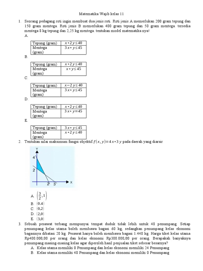 SOAL Matematika Wajib Kelas 11 | PDF SOAL Matematika Wajib Kelas 11 | PDF