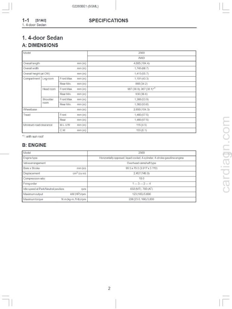 Specifications - 00 LEGACY - Get Free | PDF
