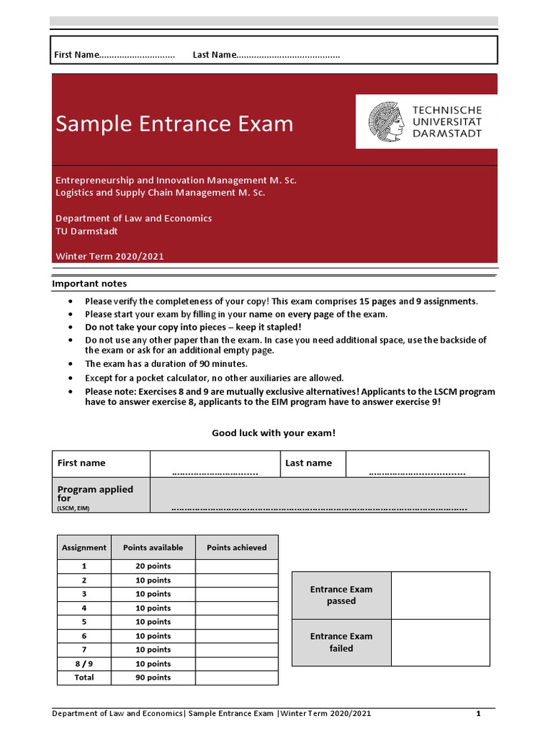 Sample Exam EIM LSCM Homepage Final | PDF | Probability Density Function | Method (Computer ...
