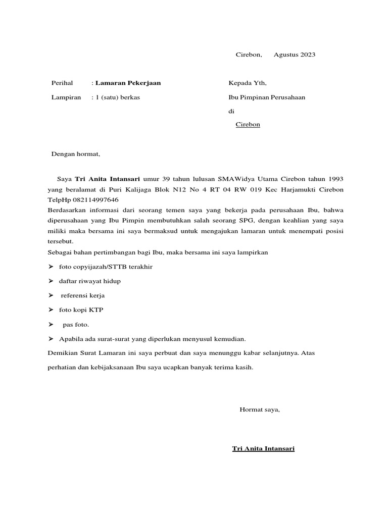 CV Tri Anita Intansari | PDF