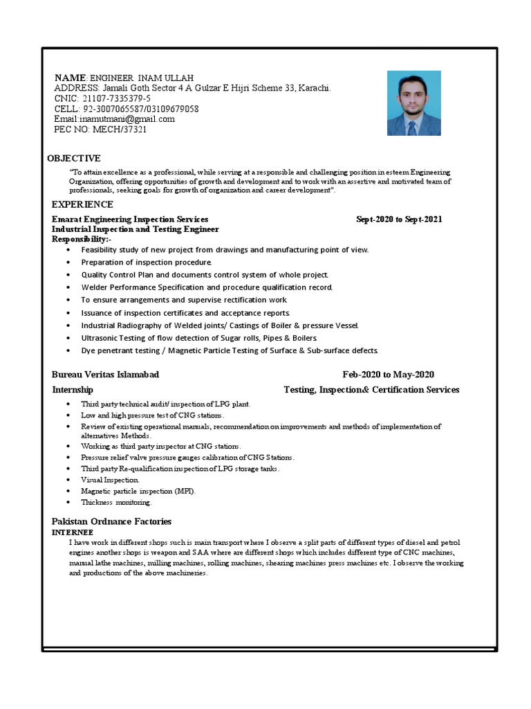 Inam CV | PDF | Technology & Engineering