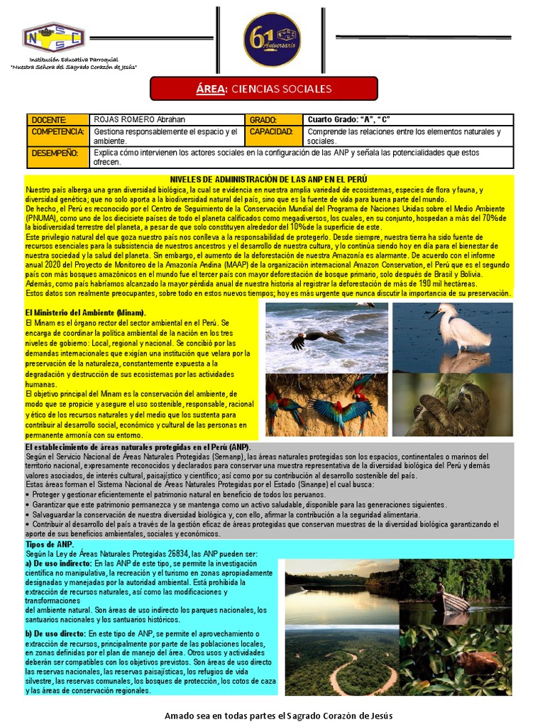 Actividad N 02. CCSS. 4 Grado. NSSCJ 2023 | PDF | Biodiversidad | Entorno natural