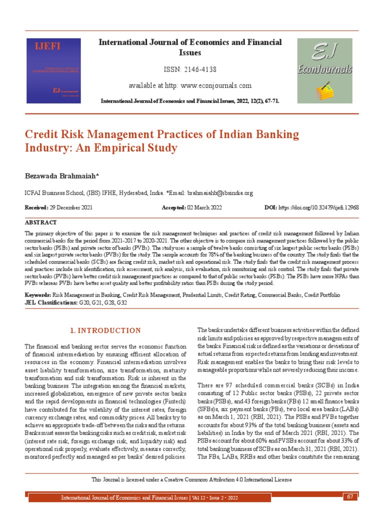Credit Risk Management Practices of Indian Banking | PDF | Finance ...