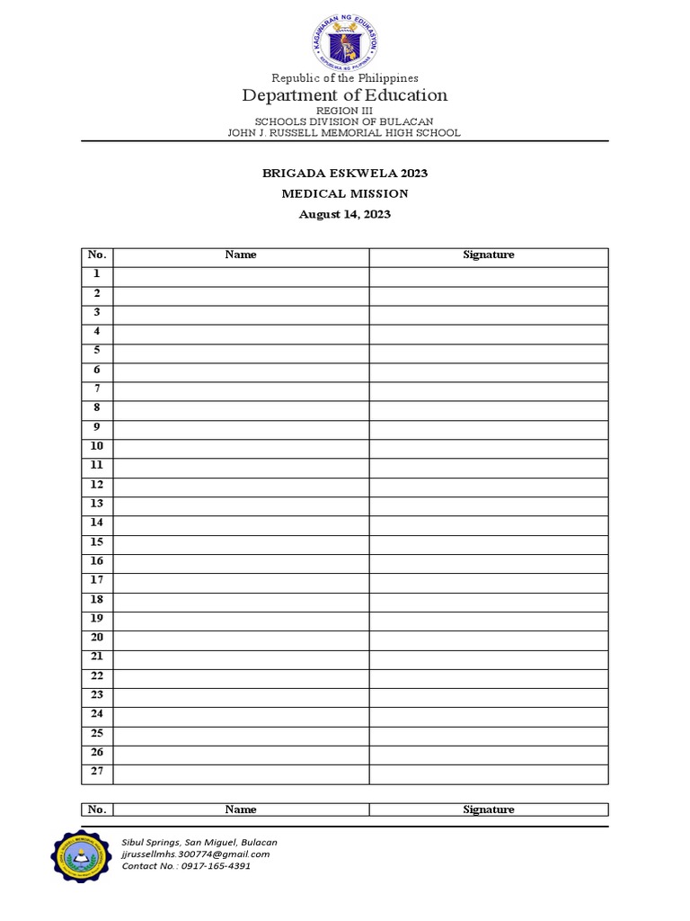 Attendance Medical Mission | PDF Attendance Medical Mission | PDF