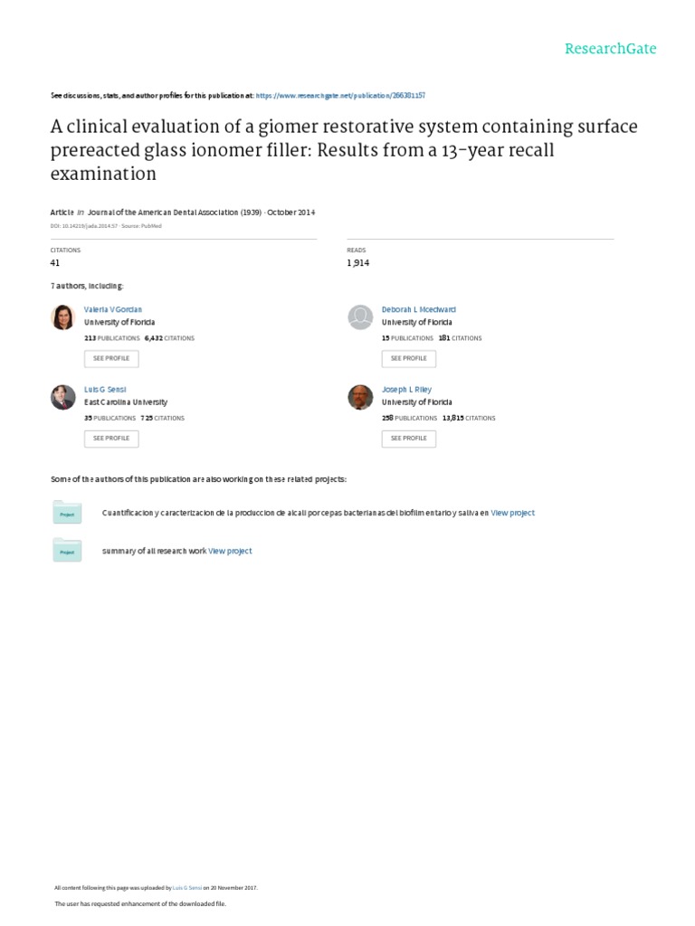 A Clinical Evaluation of A Giomer Restorative Syst | PDF | Law