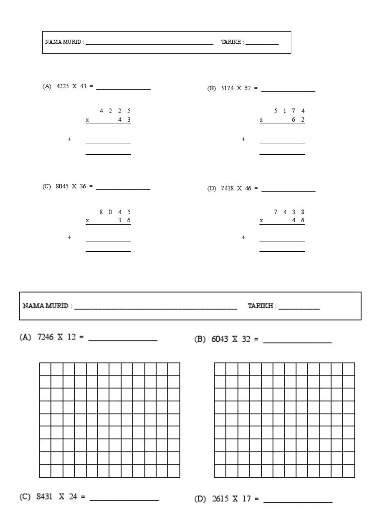 Latihan Matematik Sifir Tahun 4 22 6 2023 Pdf