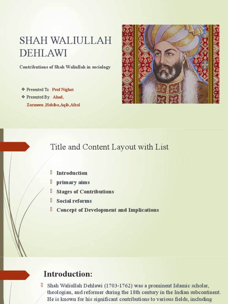 Shah Waliullah Dehlawi | PDF