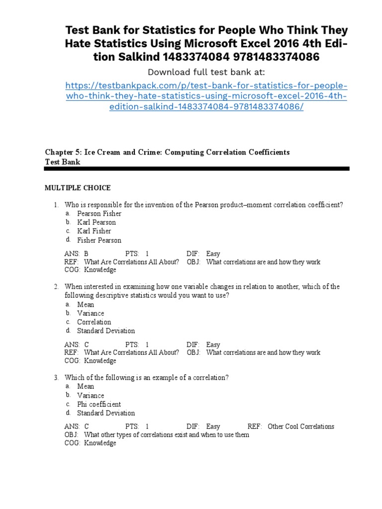 Statistics For People Who Think They Hate Statistics Using Microsoft Excel 2016 4th Edition ...