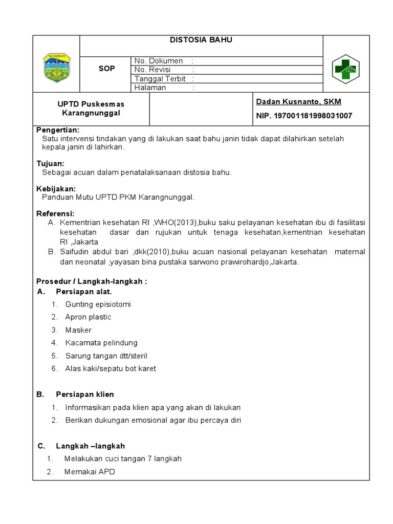 Prosedur Penanganan Distosia Bahu | PDF | Pengembangan Diri | Kesehatan ...