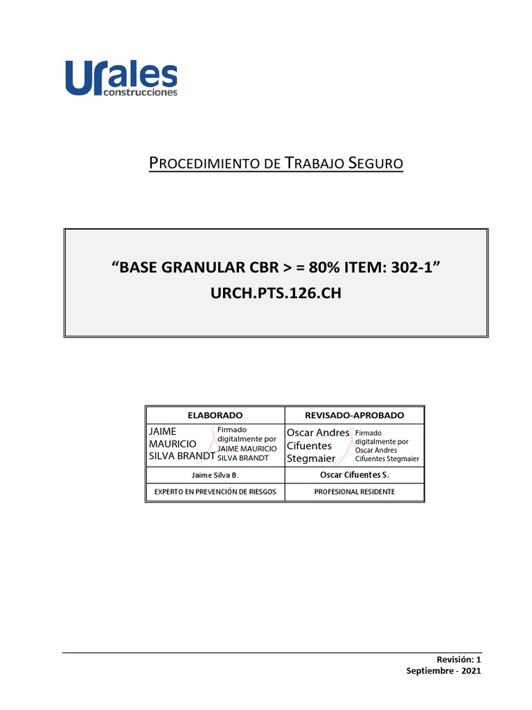 Procedimiento Seguro Base Granular CBR 80% | PDF