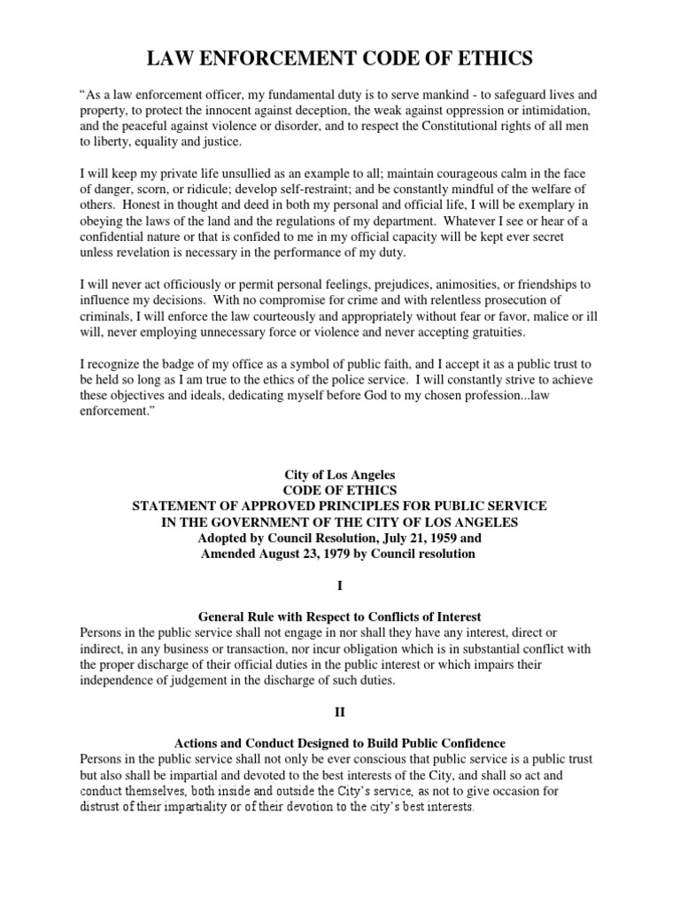 LAW-ENFORCEMENT-CODE-OF-ETHICS-1 | PDF