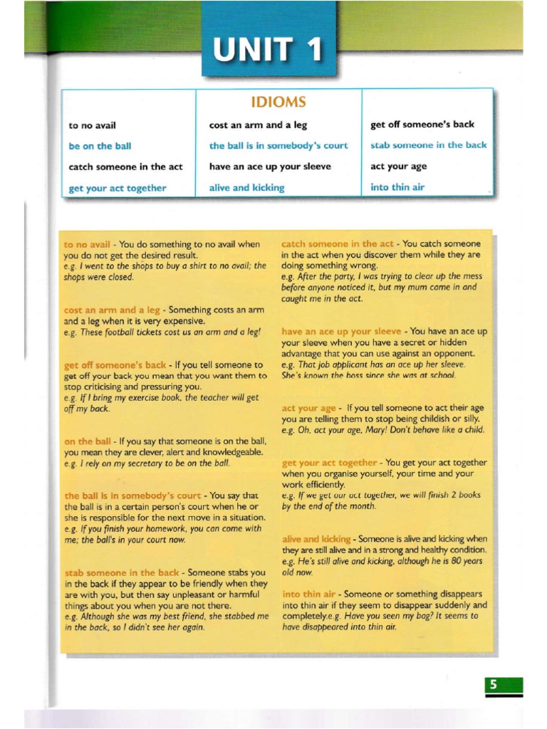Illustrated - Idioms - Unit 1 | PDF
