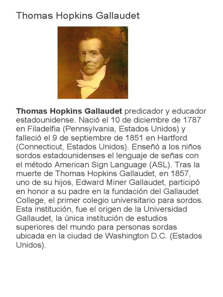 Thomas Hopkins Gallaudet | PDF
