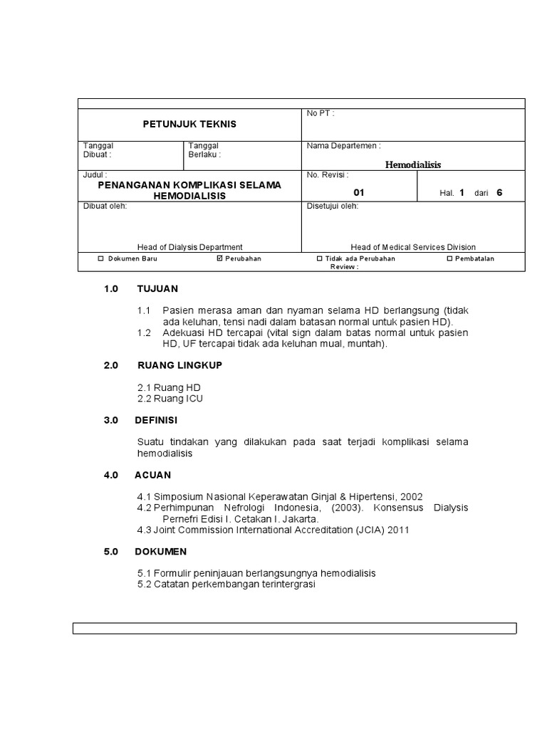 SPO Penanganan Komplikasi Saat HD | PDF