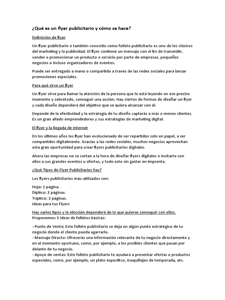 Qué Es Un Flyer Publicitario y Cómo Se Hace | PDF