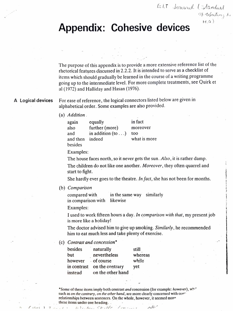APENDIX COHESIVE DEVICES | PDF