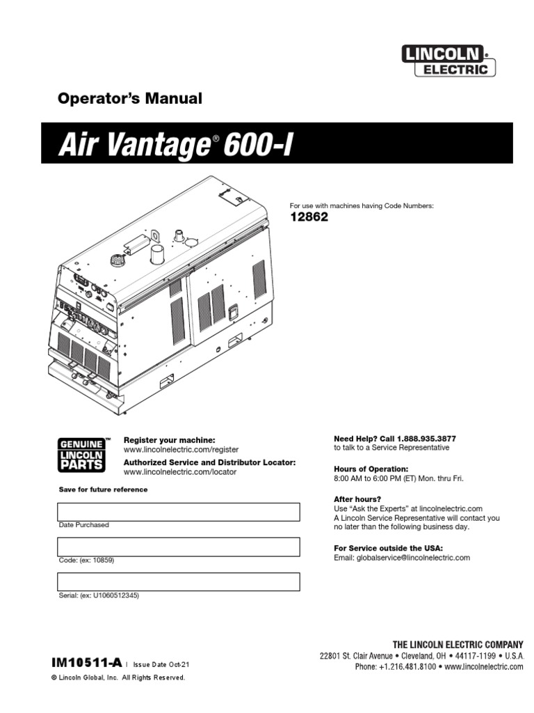 Service Manual Welder Machine Air Vantage 600-I | PDF | Welding | Construction