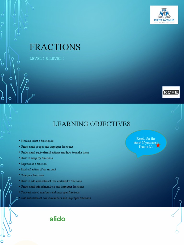 Fractions L2 Maths FS2 | PDF | Division (Mathematics) | Numbers