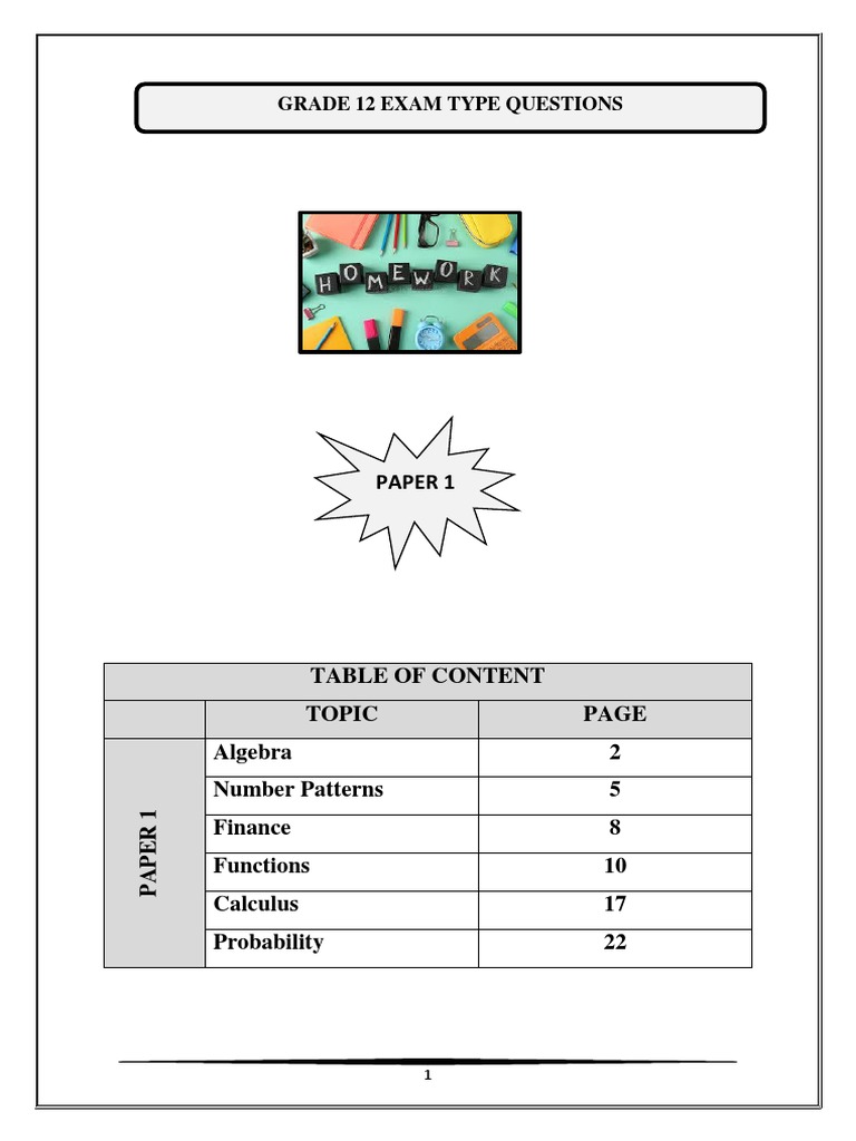 2023 Grade 12 Mathematics Homework | PDF | Trigonometry | Equations