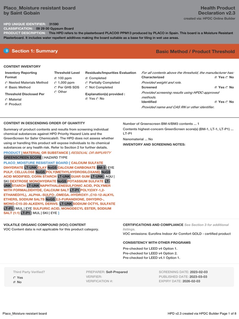 78 Placo Moisture Resistant Board | PDF | Physical Sciences | Chemical ...