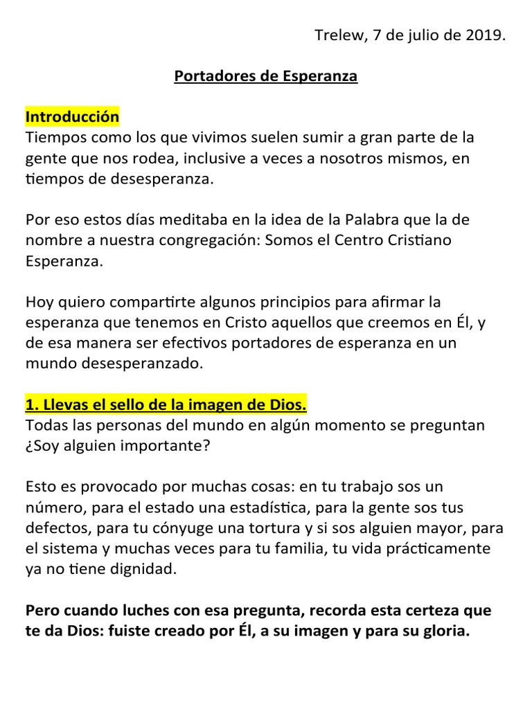 2019-07-07 Portadores de esperanza | PDF | Dios | Oración