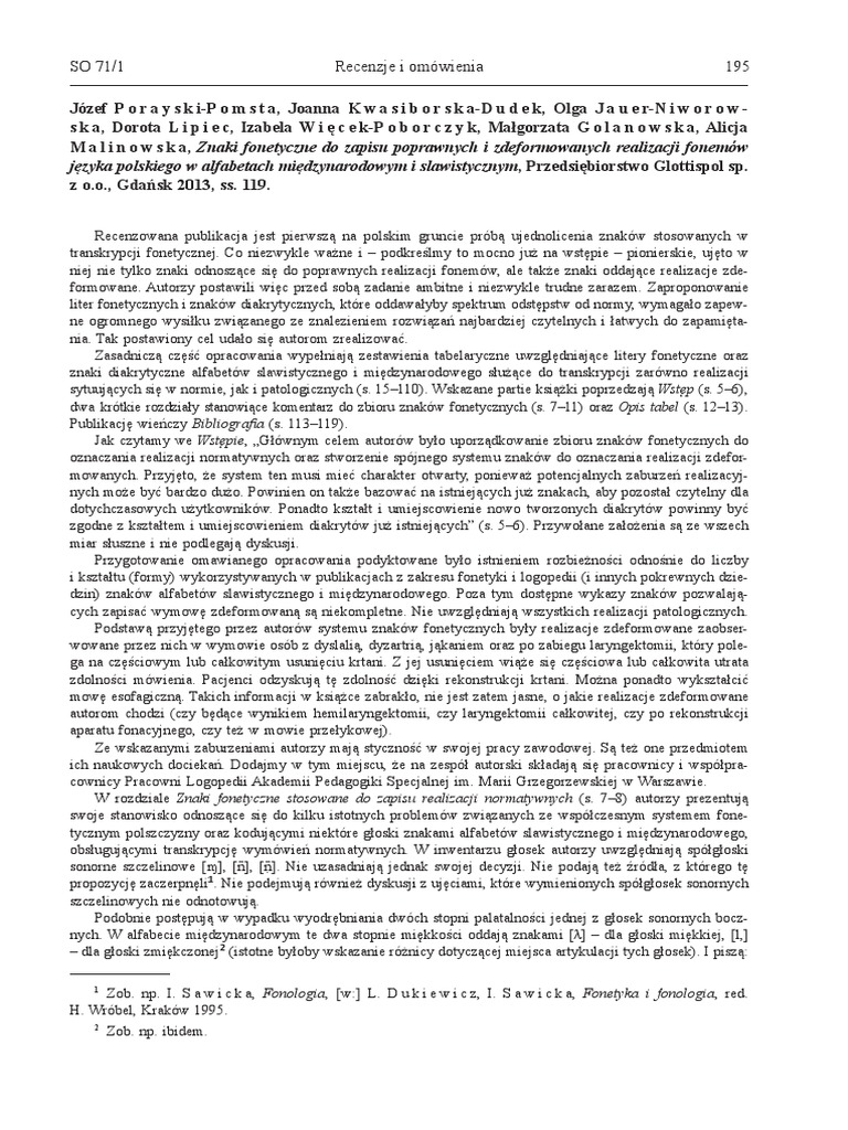 Recenzja pracy naukowej Znaki fonetyczne do zapisu poprawnych i ...