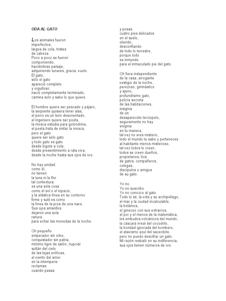 Oda Al Gato | PDF | Gatos