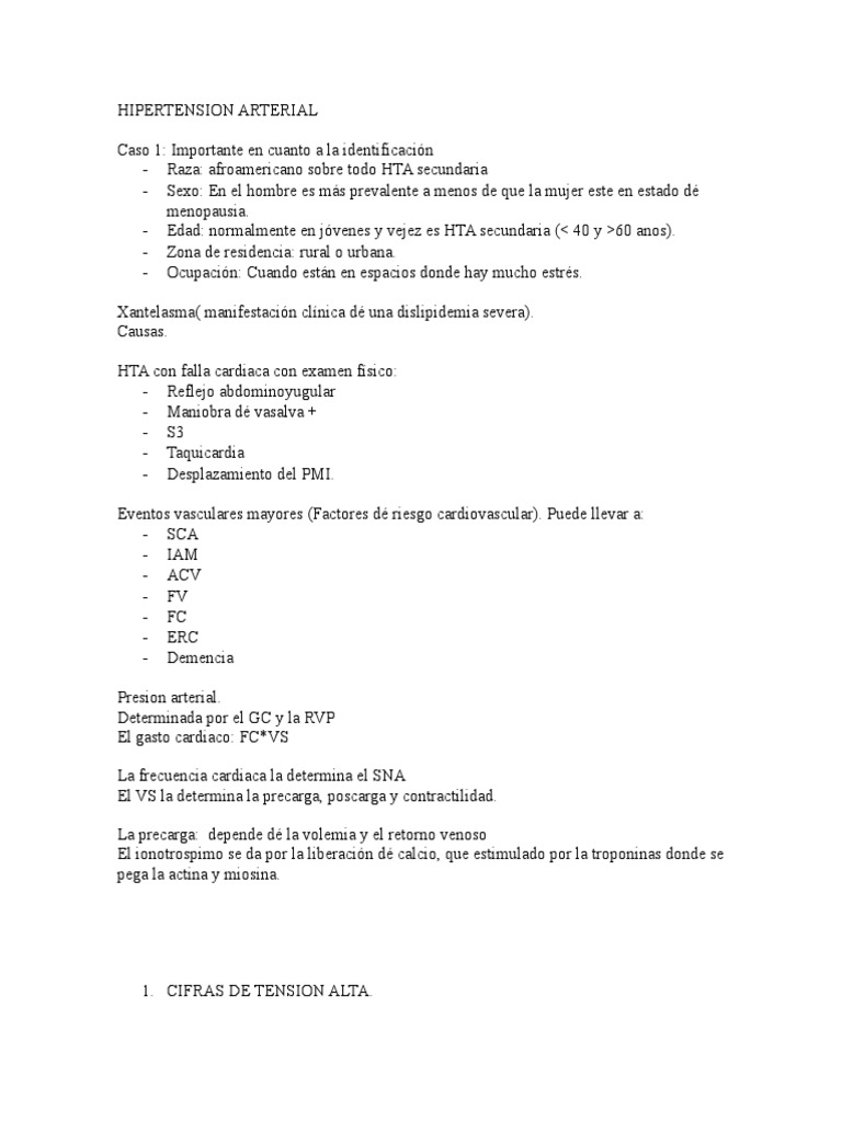 Caso 1 Hipertension Arterial Pdf