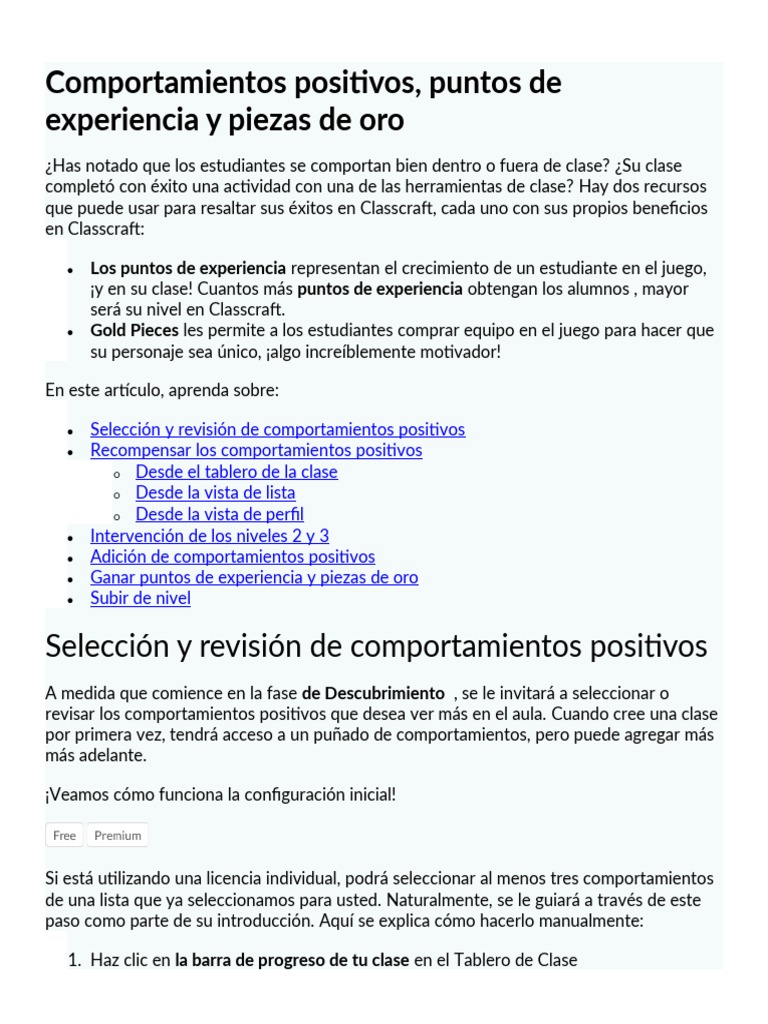 Recompensas y Comportamientos en Classcraft | PDF | Crecimiento personal y profesional | Negocios