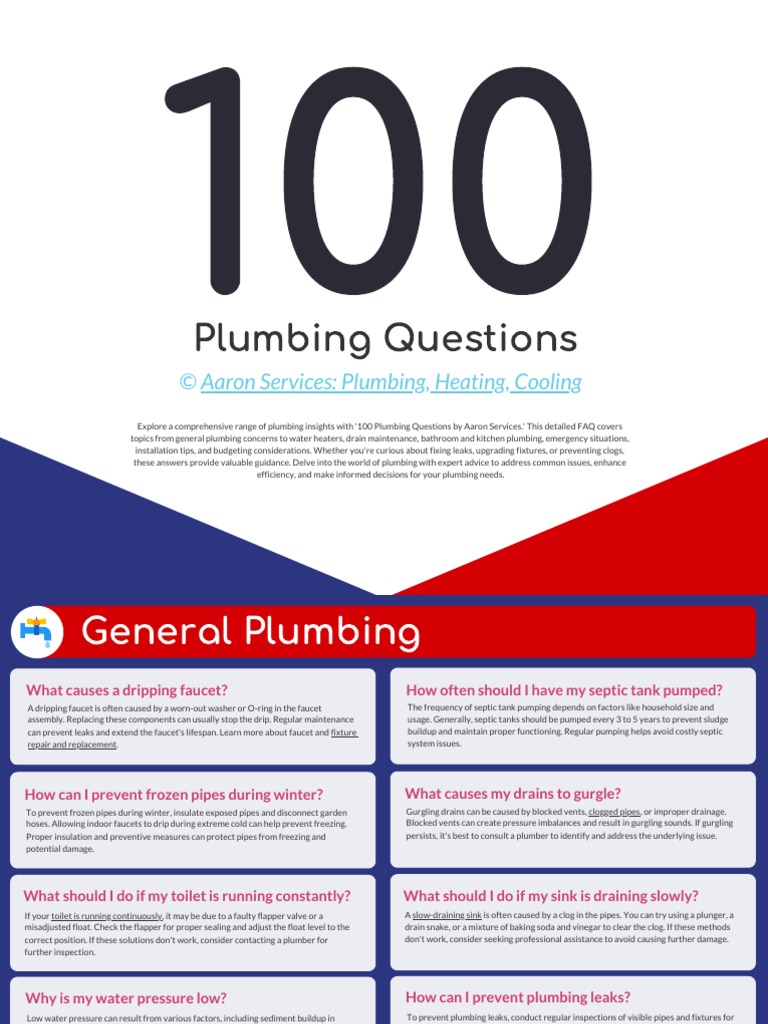 100 Essential Plumbing FAQs Explained | PDF | Home & Garden