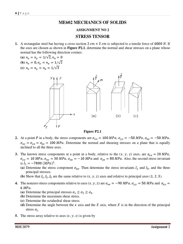 Assignment 02 Pdf Stress Mechanics Cartesian Coordinate System
