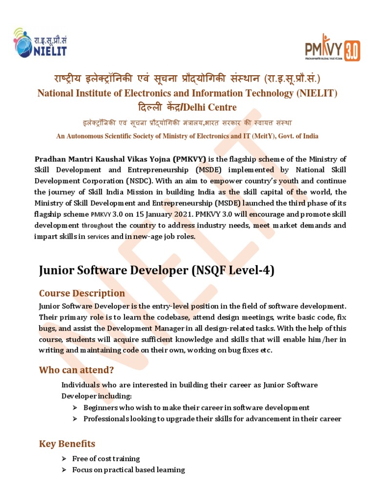 Junior Software Developer Course Details | PDF | University And College ...