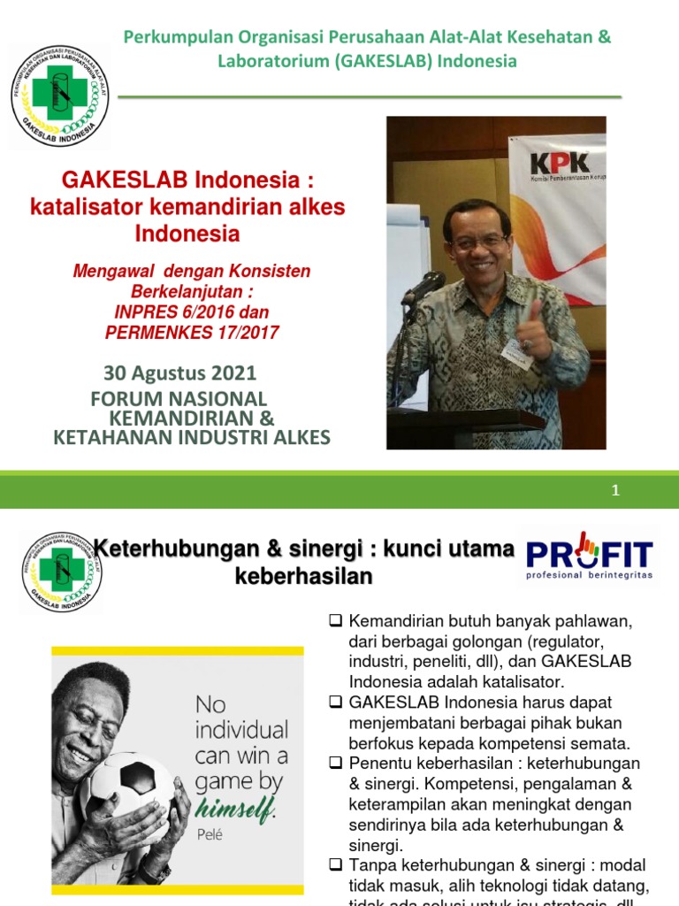 Sugihadi - GAKESLAB INDONESIA - KATALIS KEMANDIRIAN ALKES FORNAS 300821 | PDF