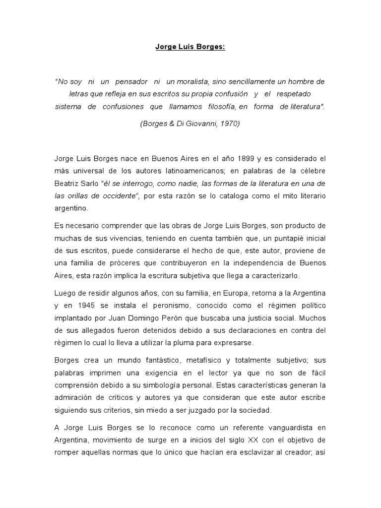 Jorge Luis Borges - Ensayo | PDF