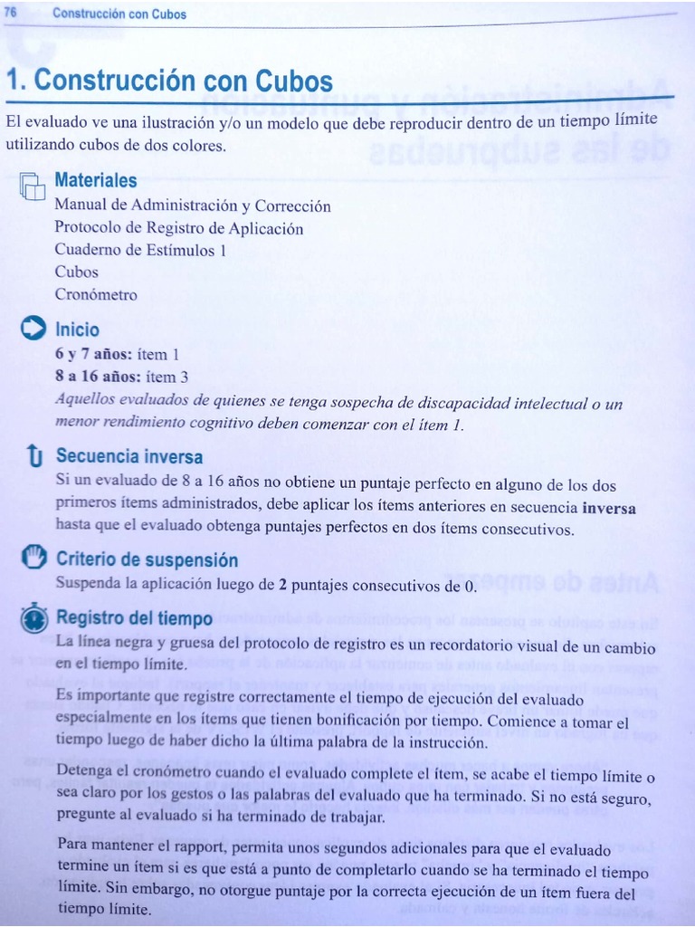 Construcción Con Cubos - Ítems y Ficha Wisc | PDF