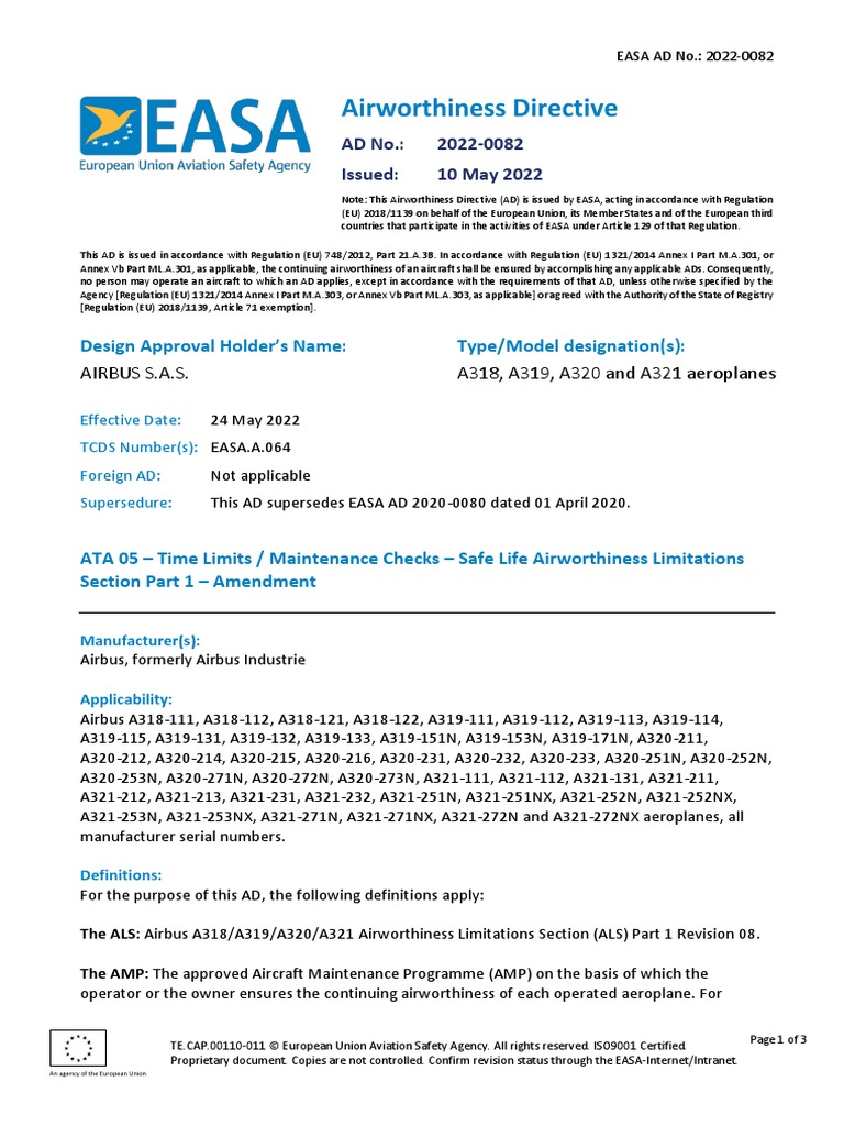 EASA AD 2022-0082 for Airbus A320 Family | PDF