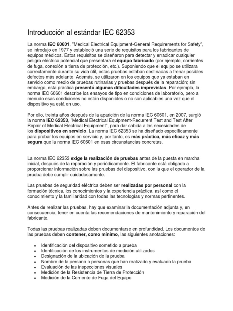 ESTANDAR Iec 62353 | PDF