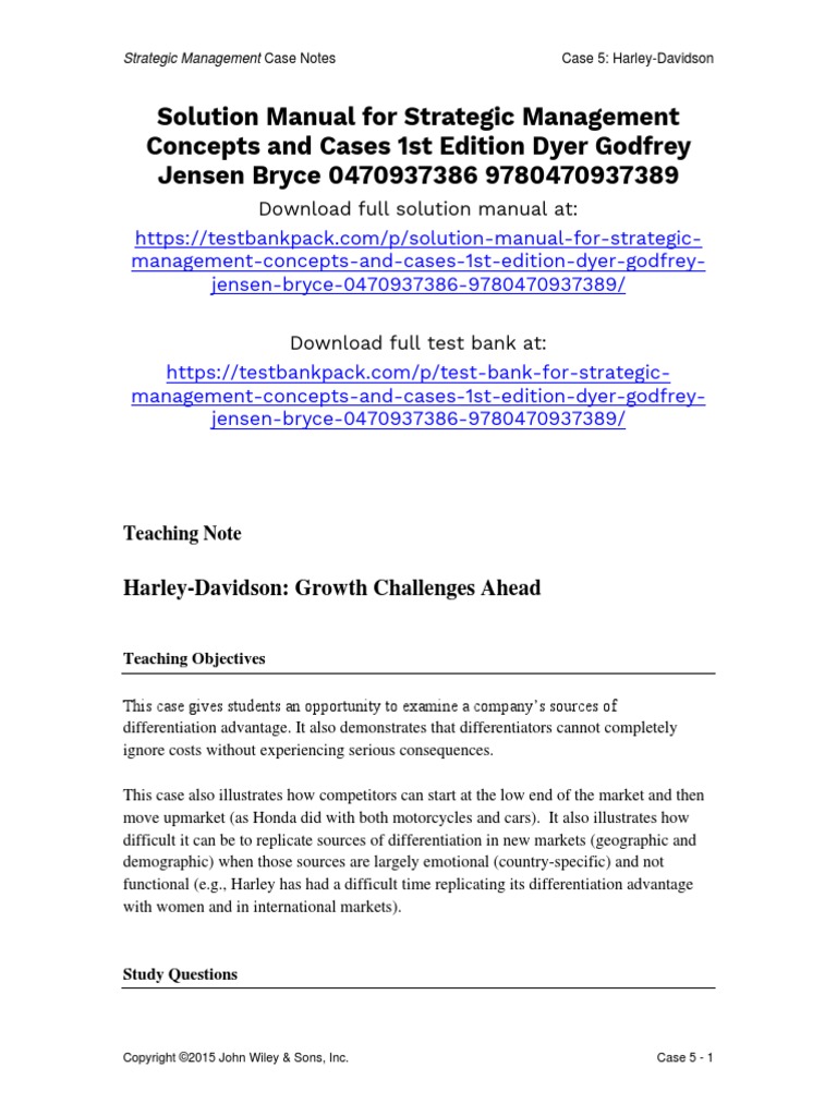 Strategic Management Concepts and Cases 1st Edition Dyer Solutions ...