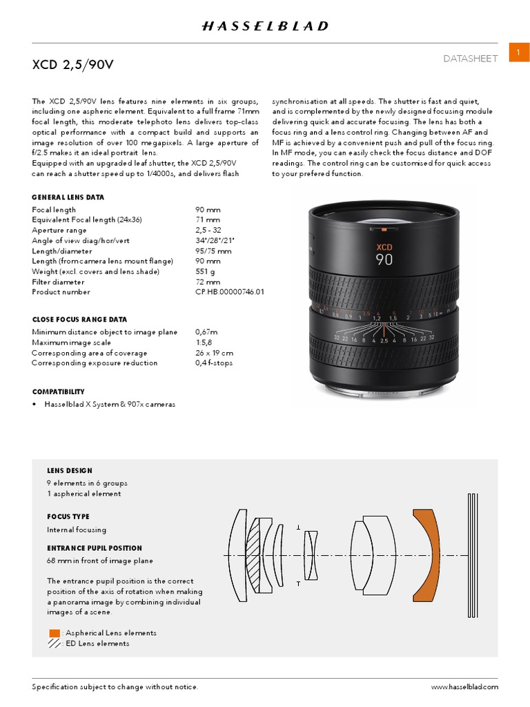 Hasselblad XCD 90mm f/2.5 V Lens | PDF