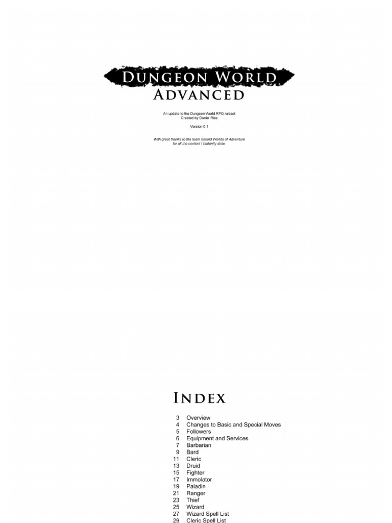 Dungeon World Advanced | PDF